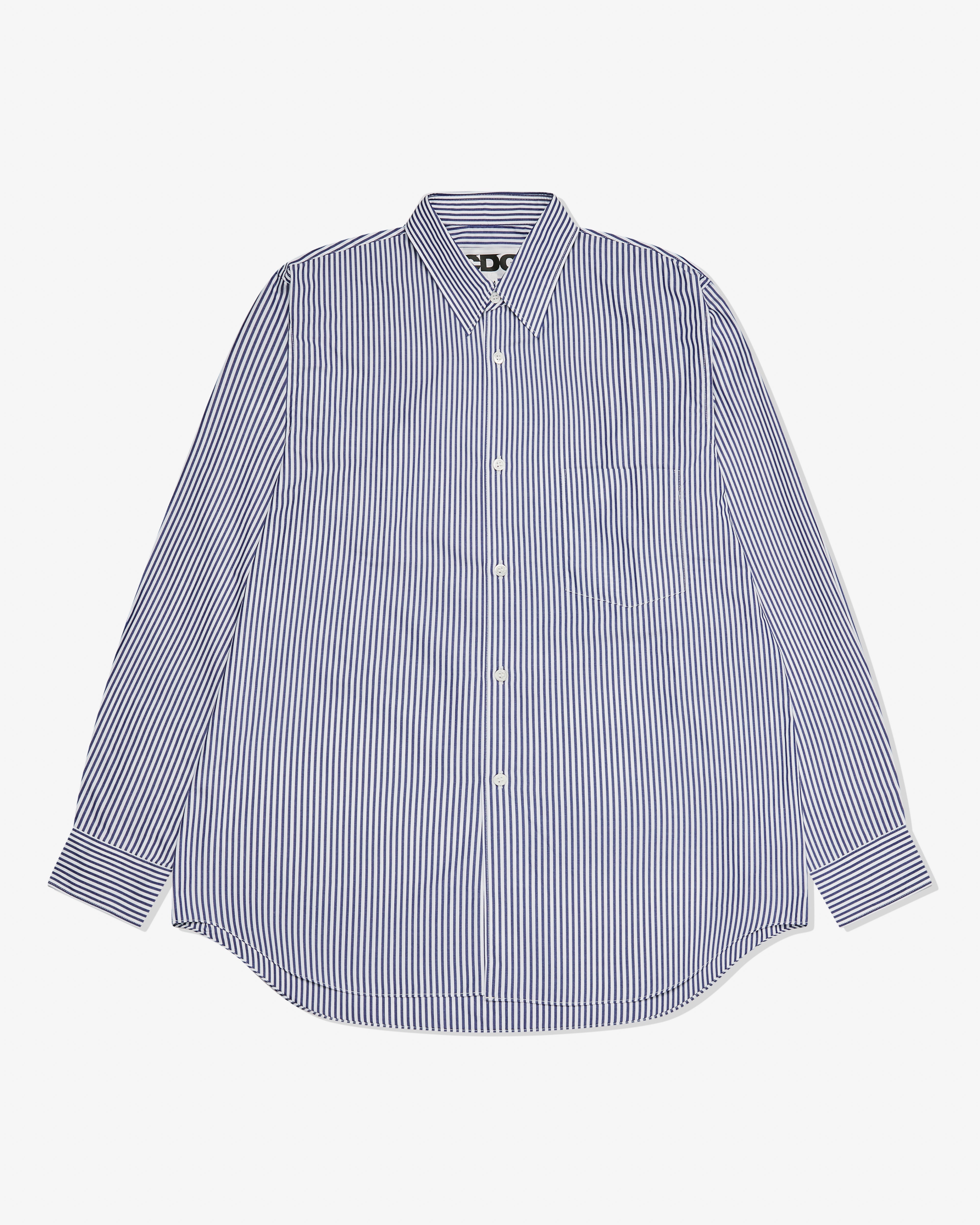 CDG: Logo Cotton Stripe Shirt (Navy) | Dover Street Market London