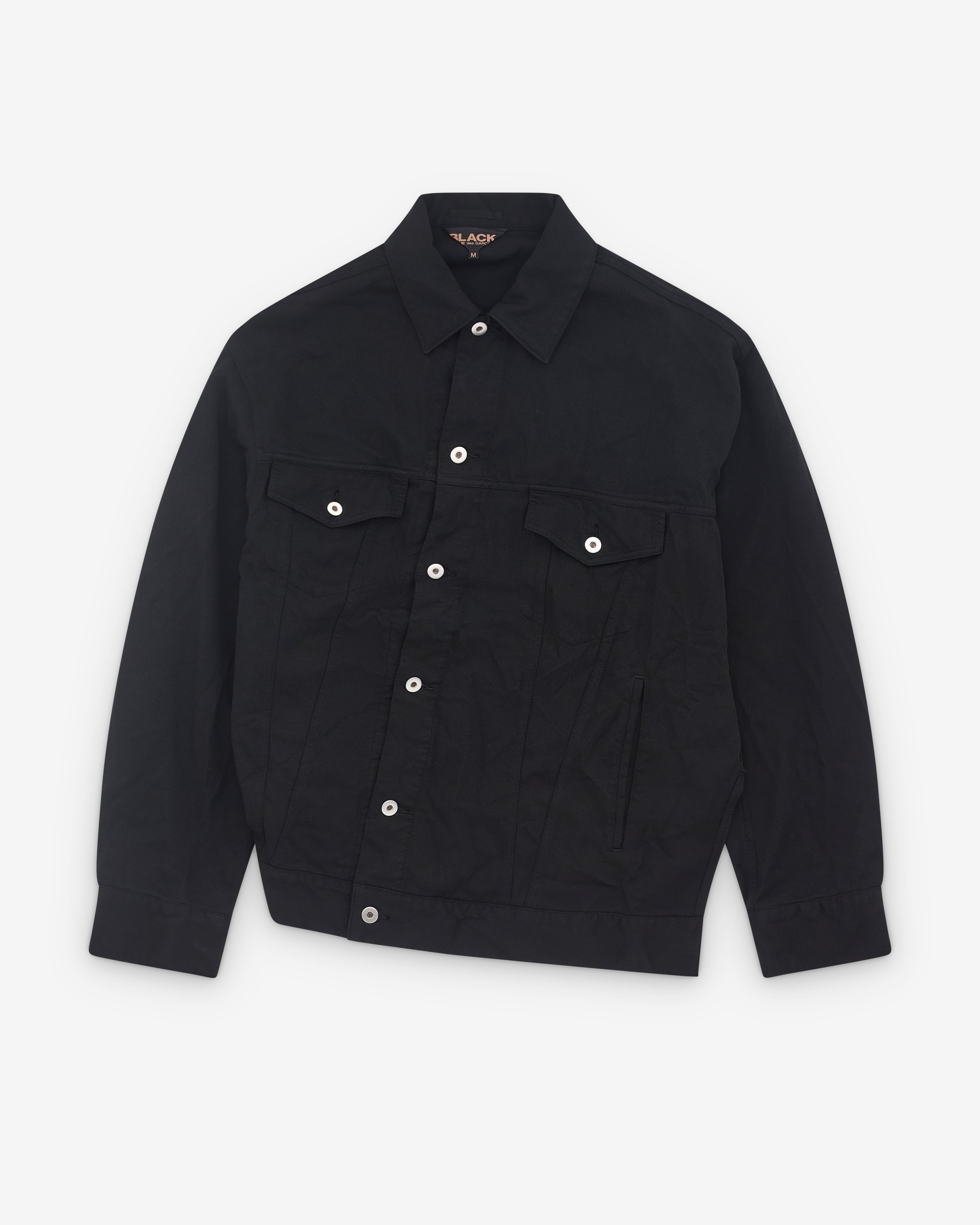 Black Comme des Garçons: Asymmetric Trucker Jacket (Black) | DSML E-SHOP
