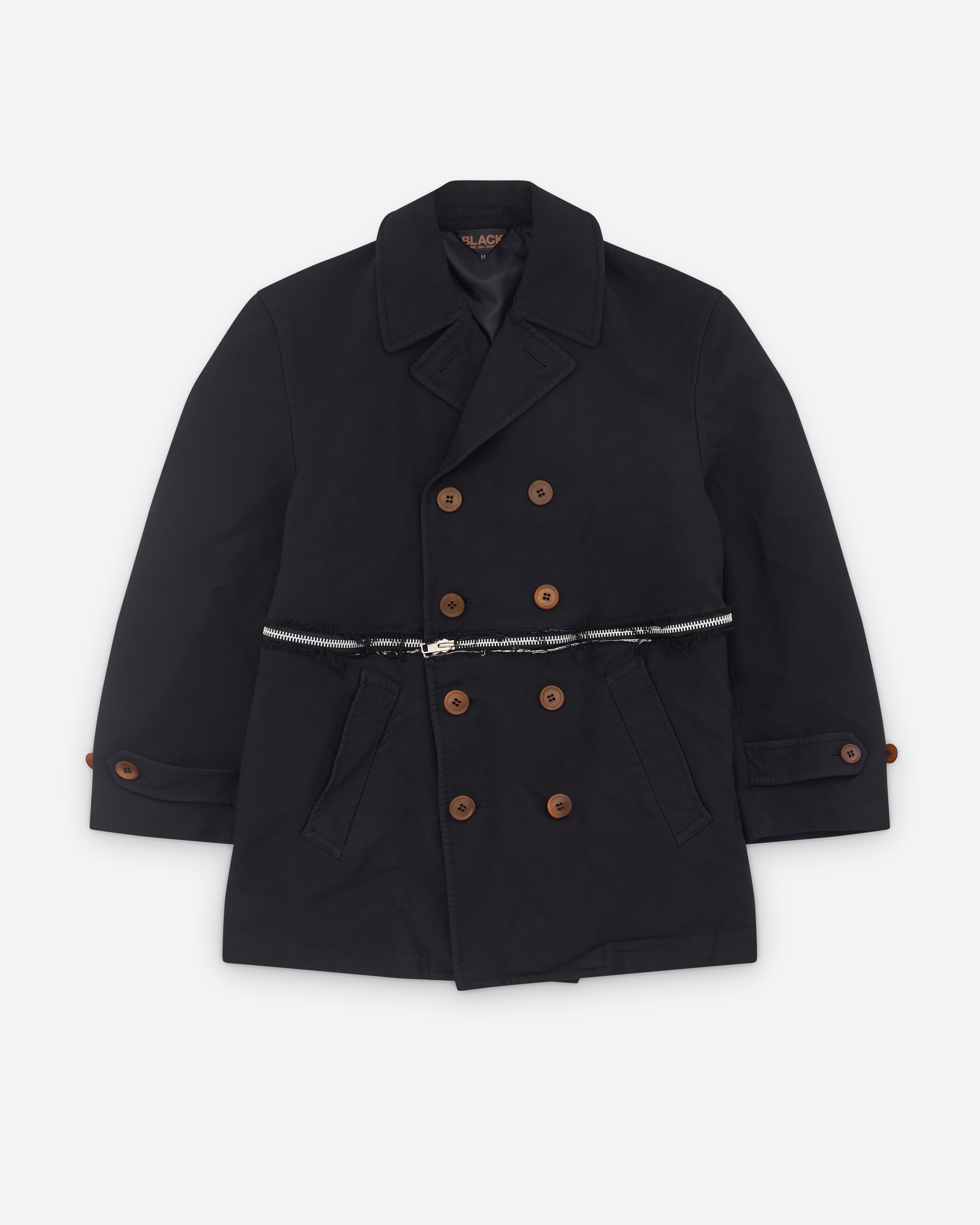 Black Comme des Garçons: Double Breasted Zip Coat (Black) | Dover ...