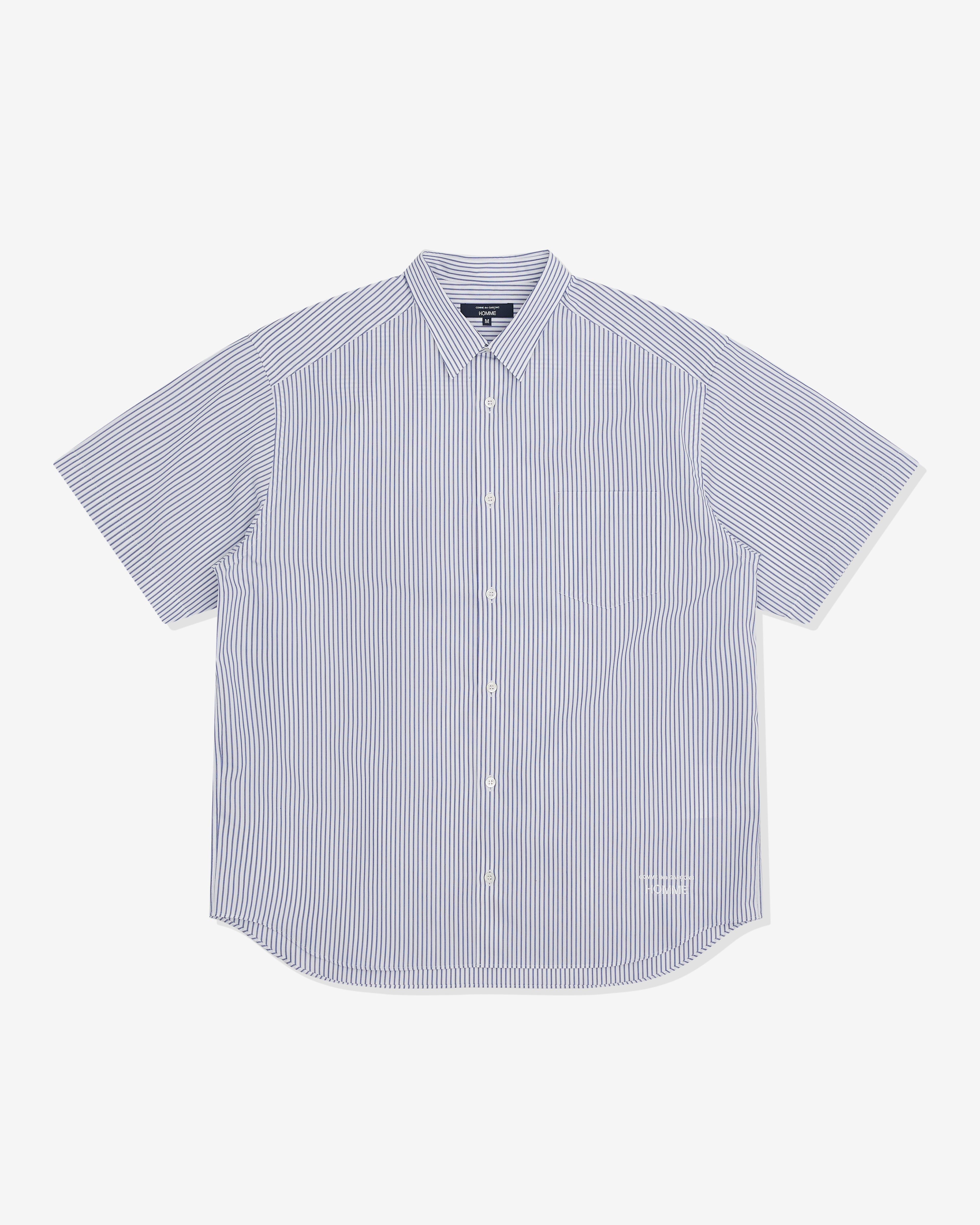 CDG Homme: Men's Short Sleeve Logo Shirt (Blue) | DSML E-SHOP
