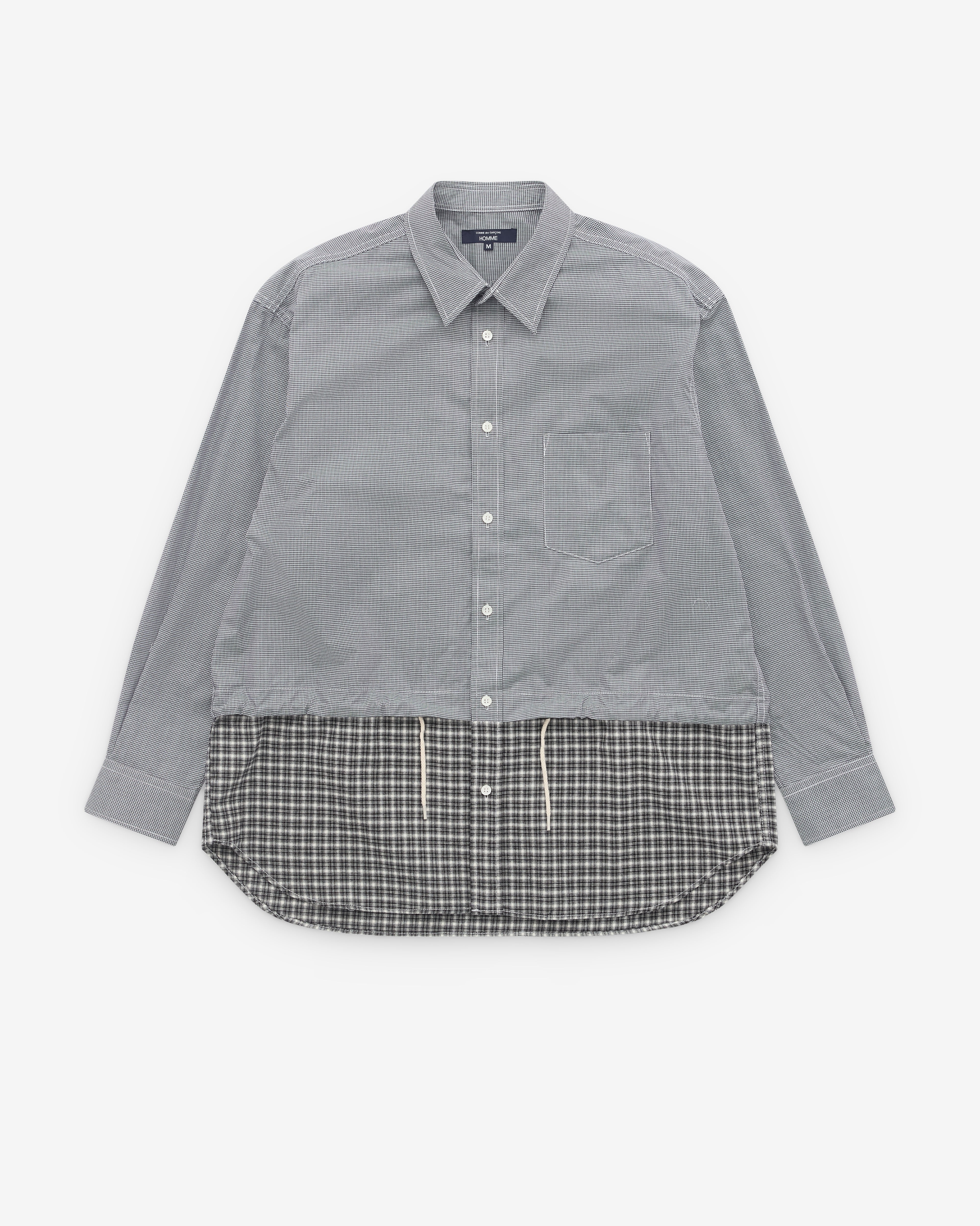 CDG Homme: Men’s Check Hem Shirt (Grey) | DSML E-SHOP