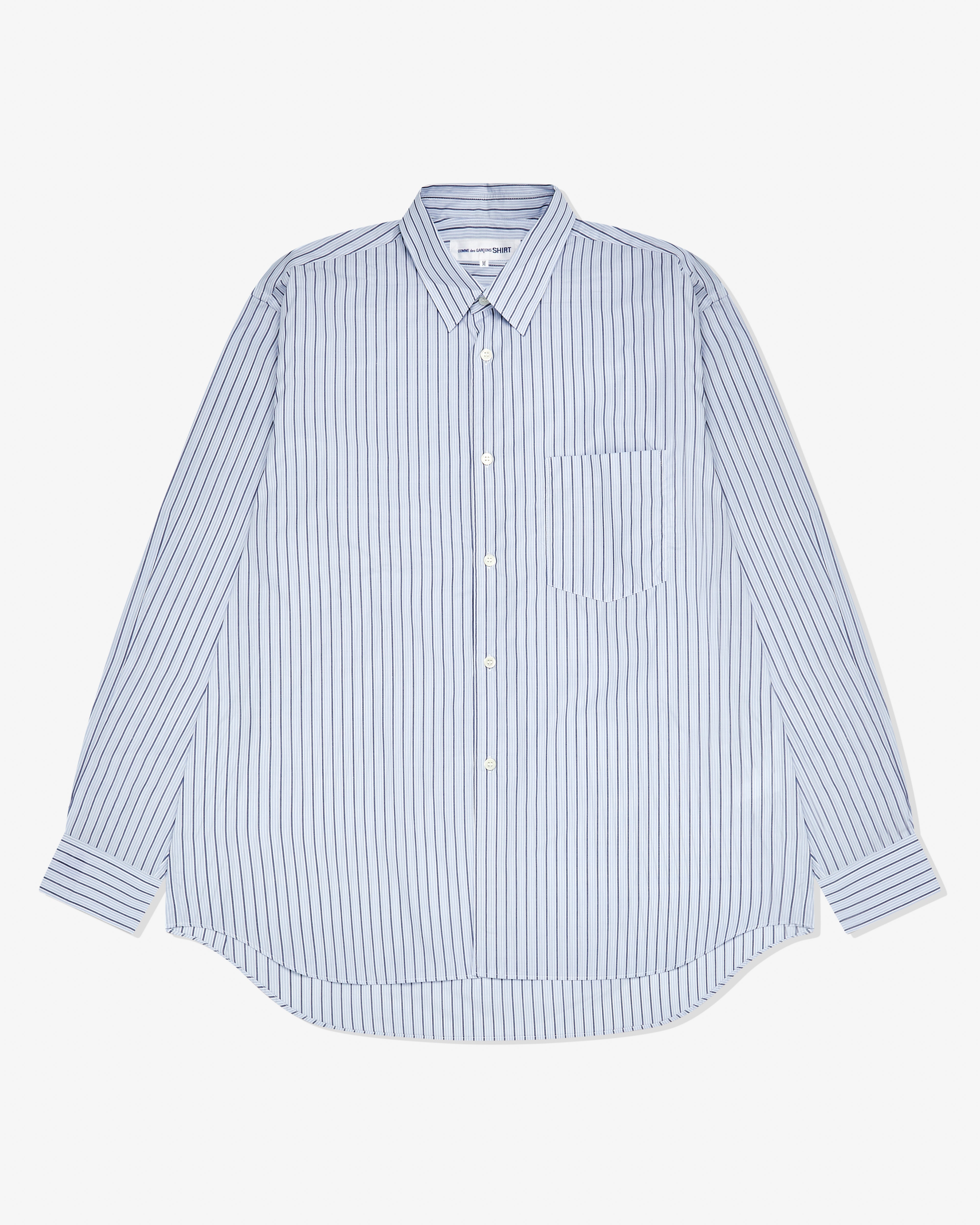 CDG Shirt Forever: Wide Fit Cotton Shirt (Blue Stripe) | DSML E-SHOP