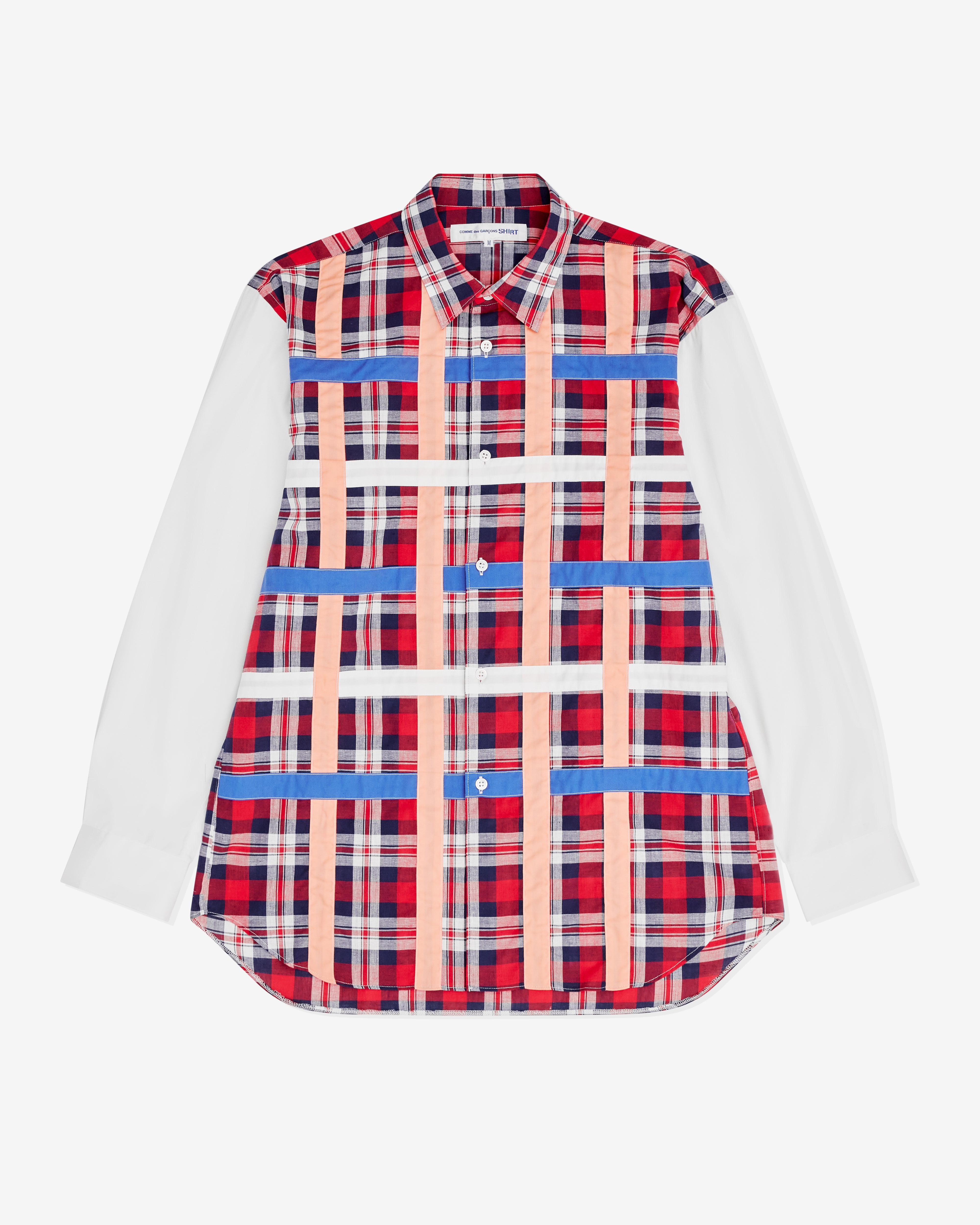 CDG Shirt: Men’s Multi Tartan Shirt (White/Red/Blue) | DSML E-SHOP