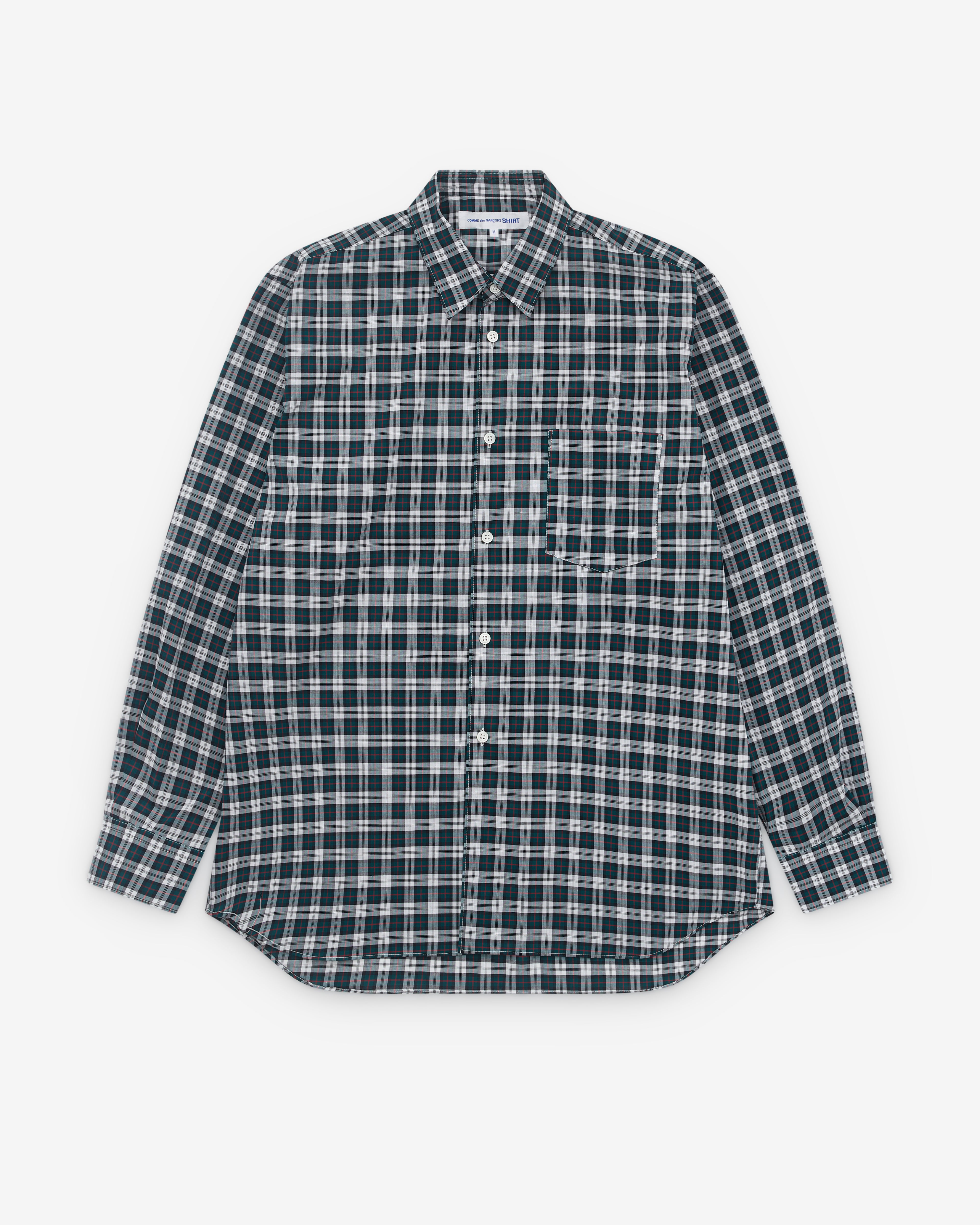 CDG Shirt: Men’s Check Shirt (Green/White) | DSML E-SHOP