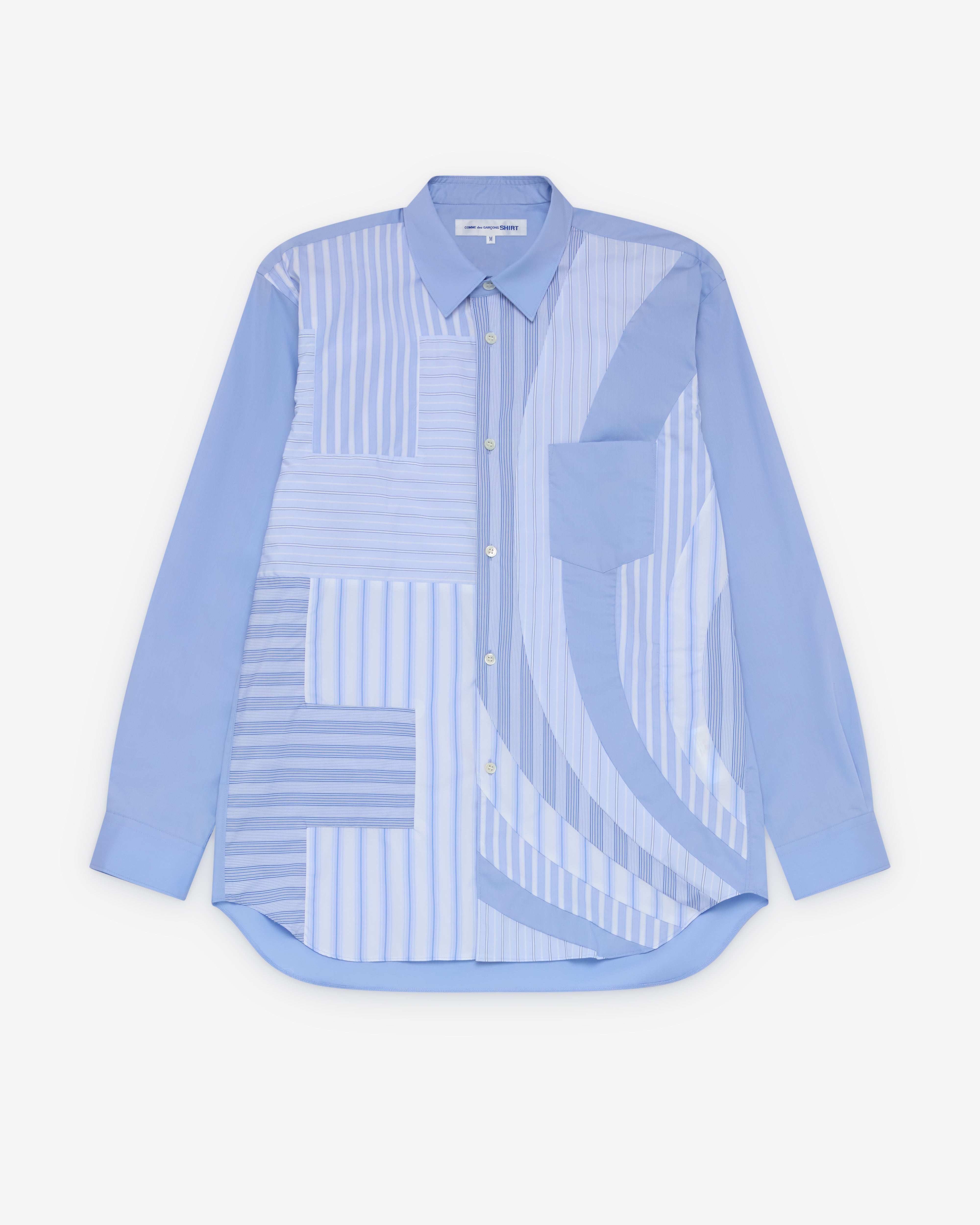 CDG Shirt: Men's Striped Pattern Shirt (Blue) | Dover Street Market London