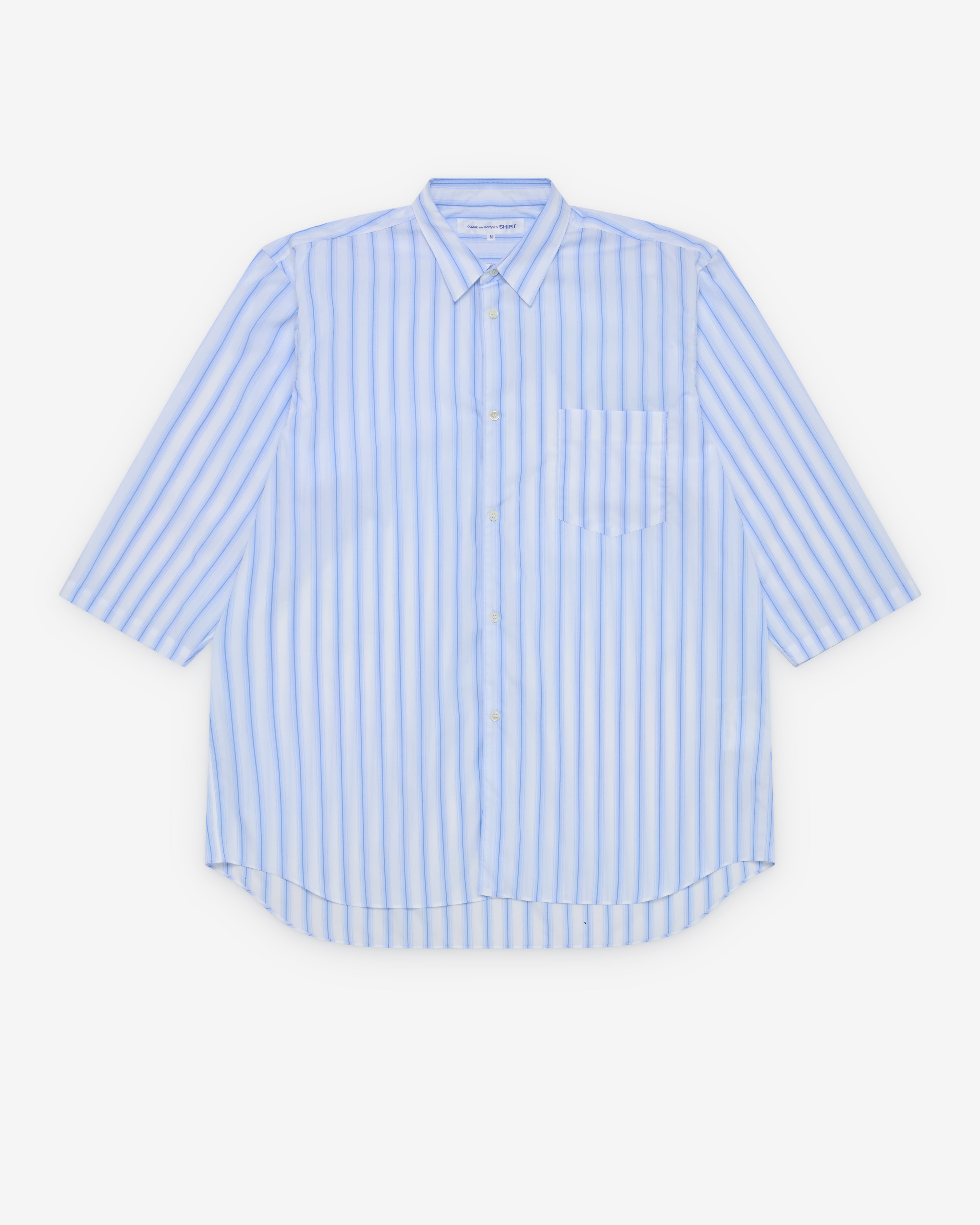 CDG Shirt: Men's Short Sleeve Striped Shirt (Blue Stripe) | Dover ...