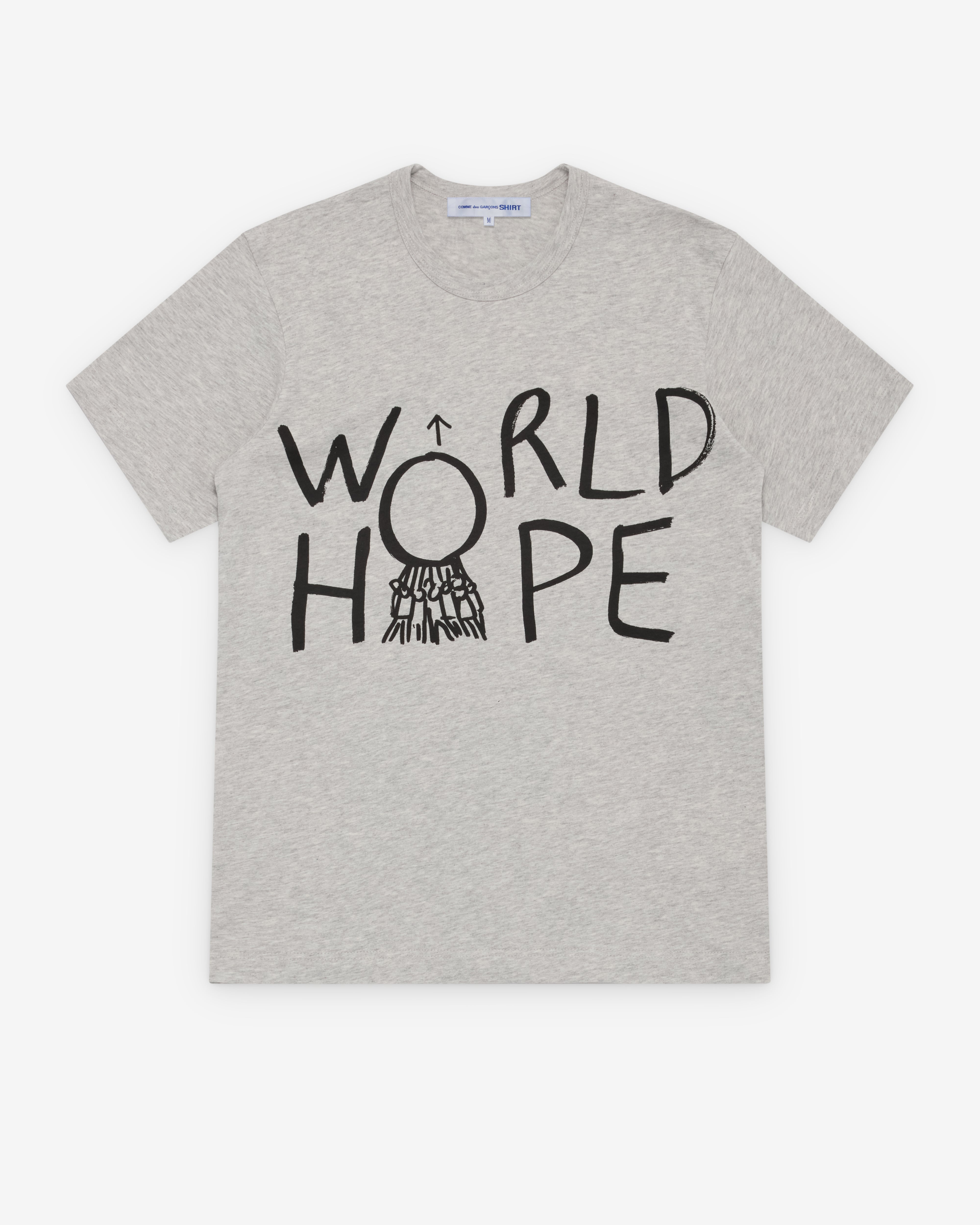 CDG Shirt: Men's World Hope T-Shirt (Grey) | Dover Street Market London
