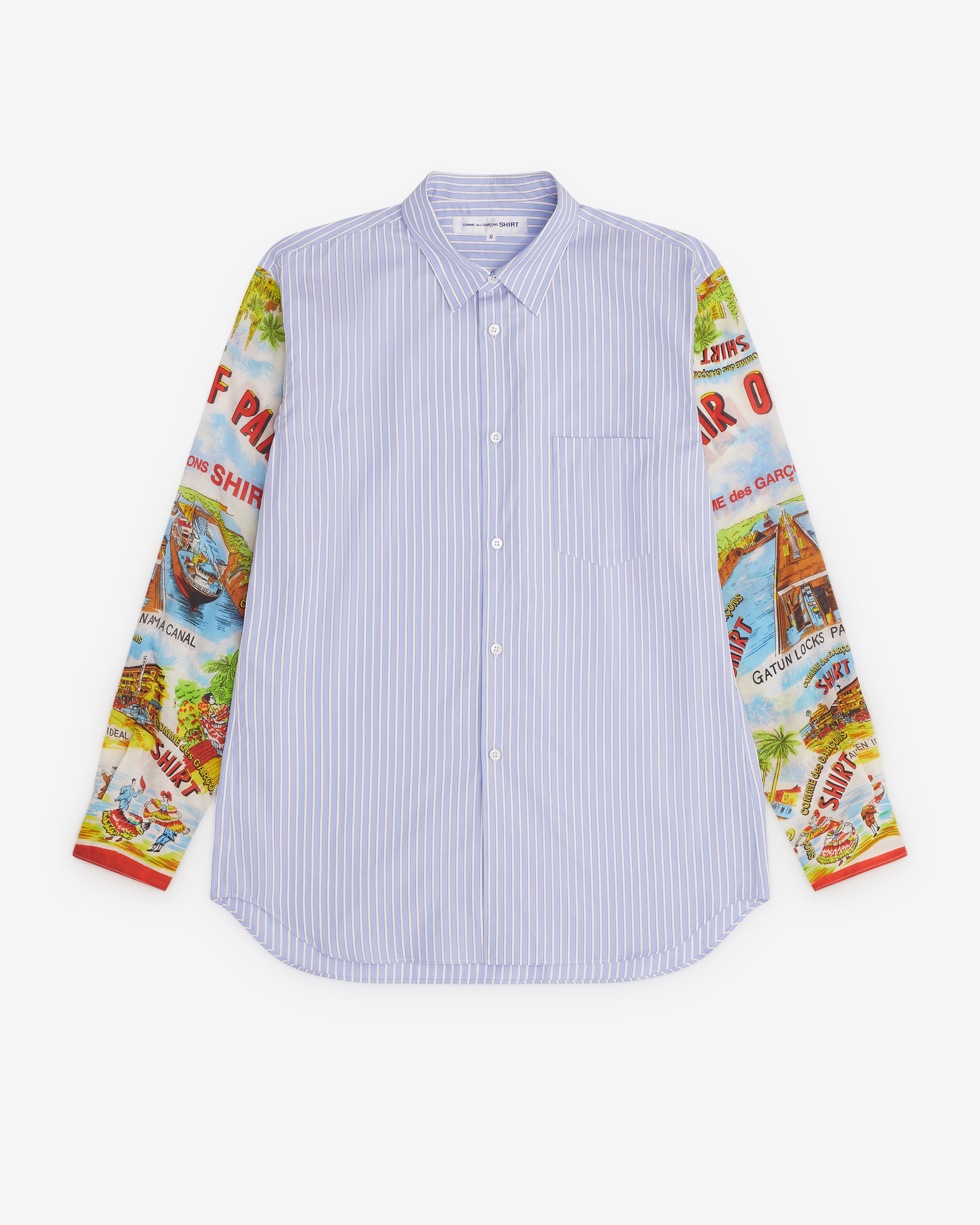 CDG Shirt: Men’s Striped Holiday Sleeve Shirt (Blue) | DSML E-SHOP