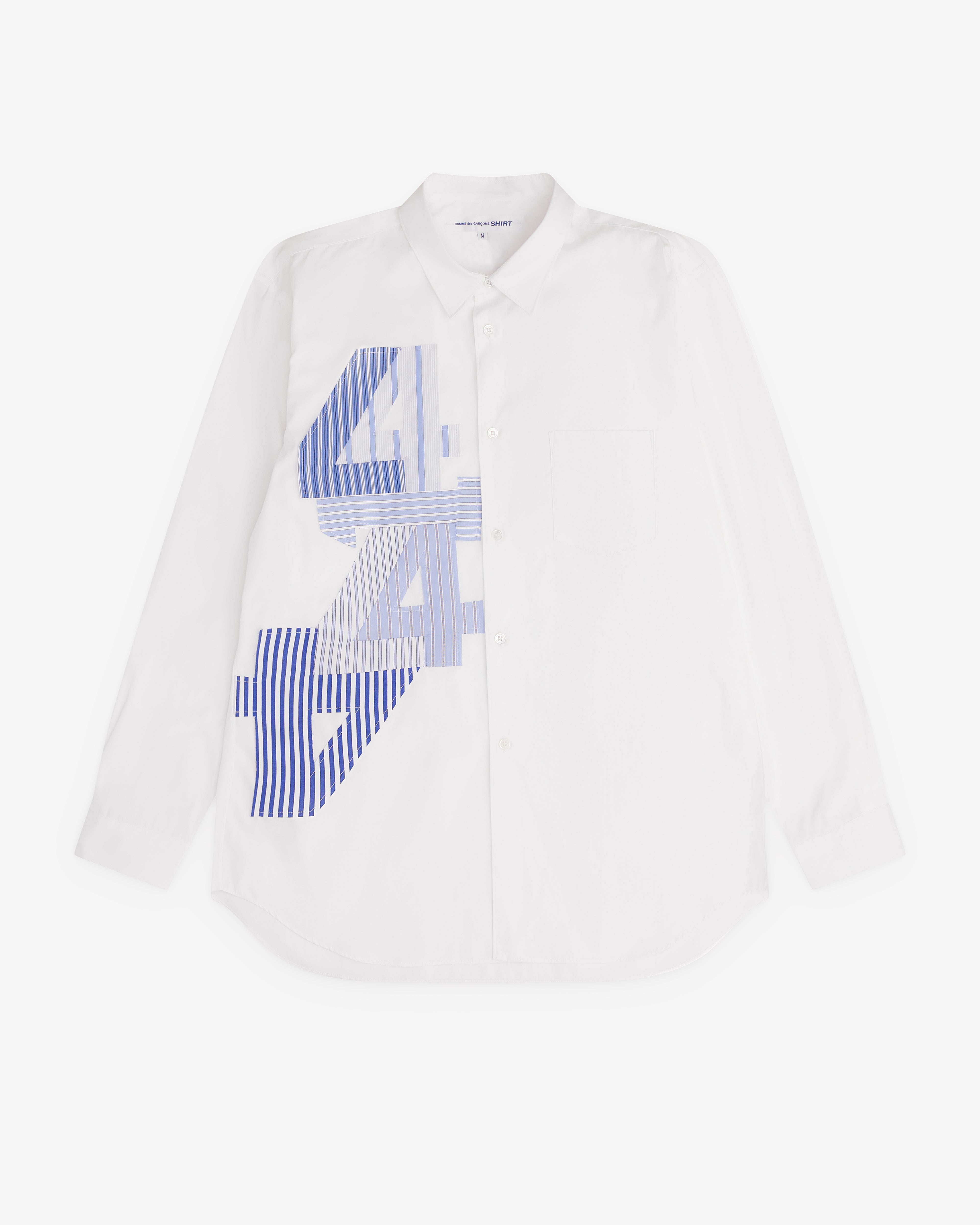 CDG Shirt: Men’s Striped Number Shirt (White) | DSML E-SHOP