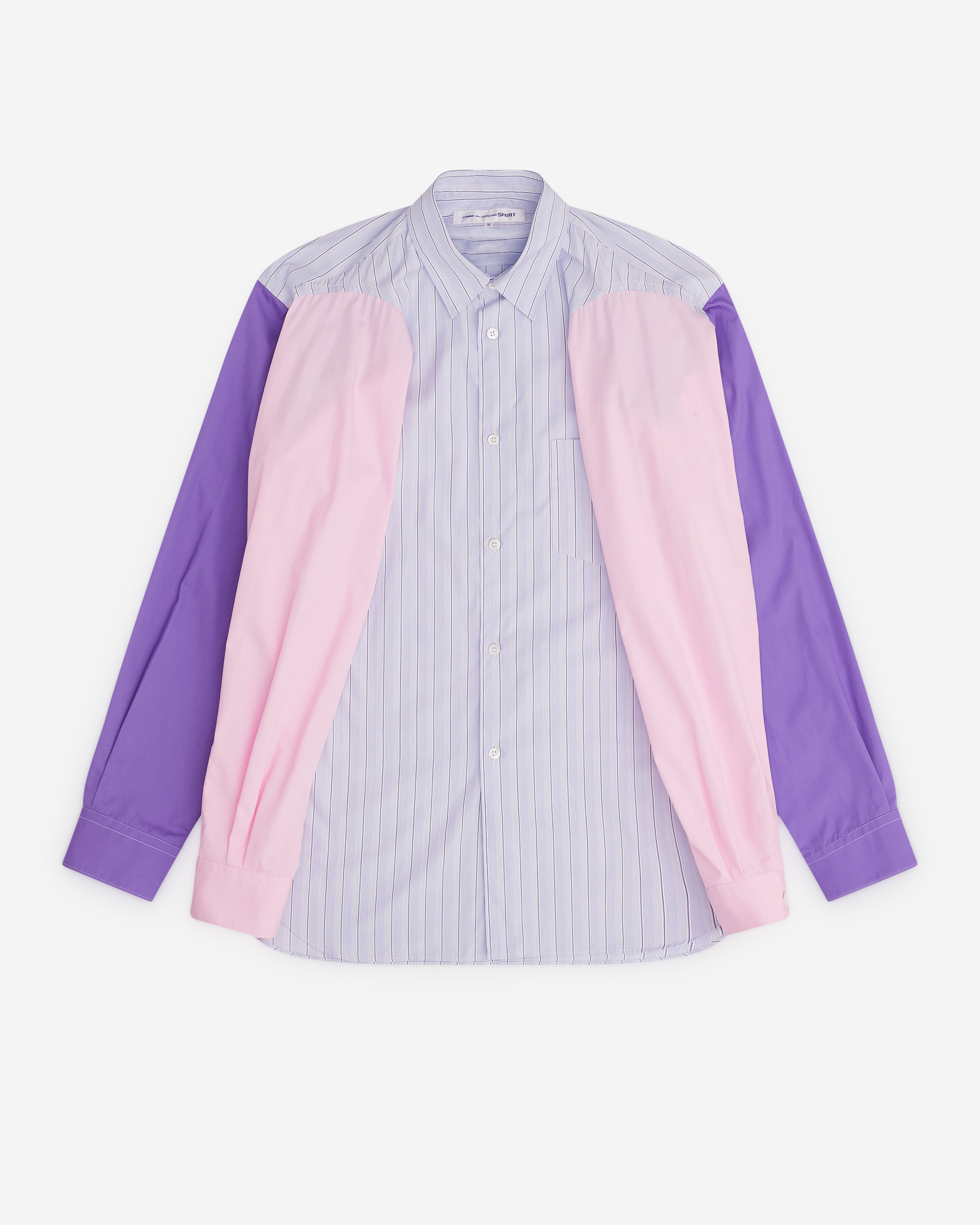 CDG Shirt: Men’s Striped Quad Sleeve Shirt (Blue/Purple/Pink) | DSML E-SHOP