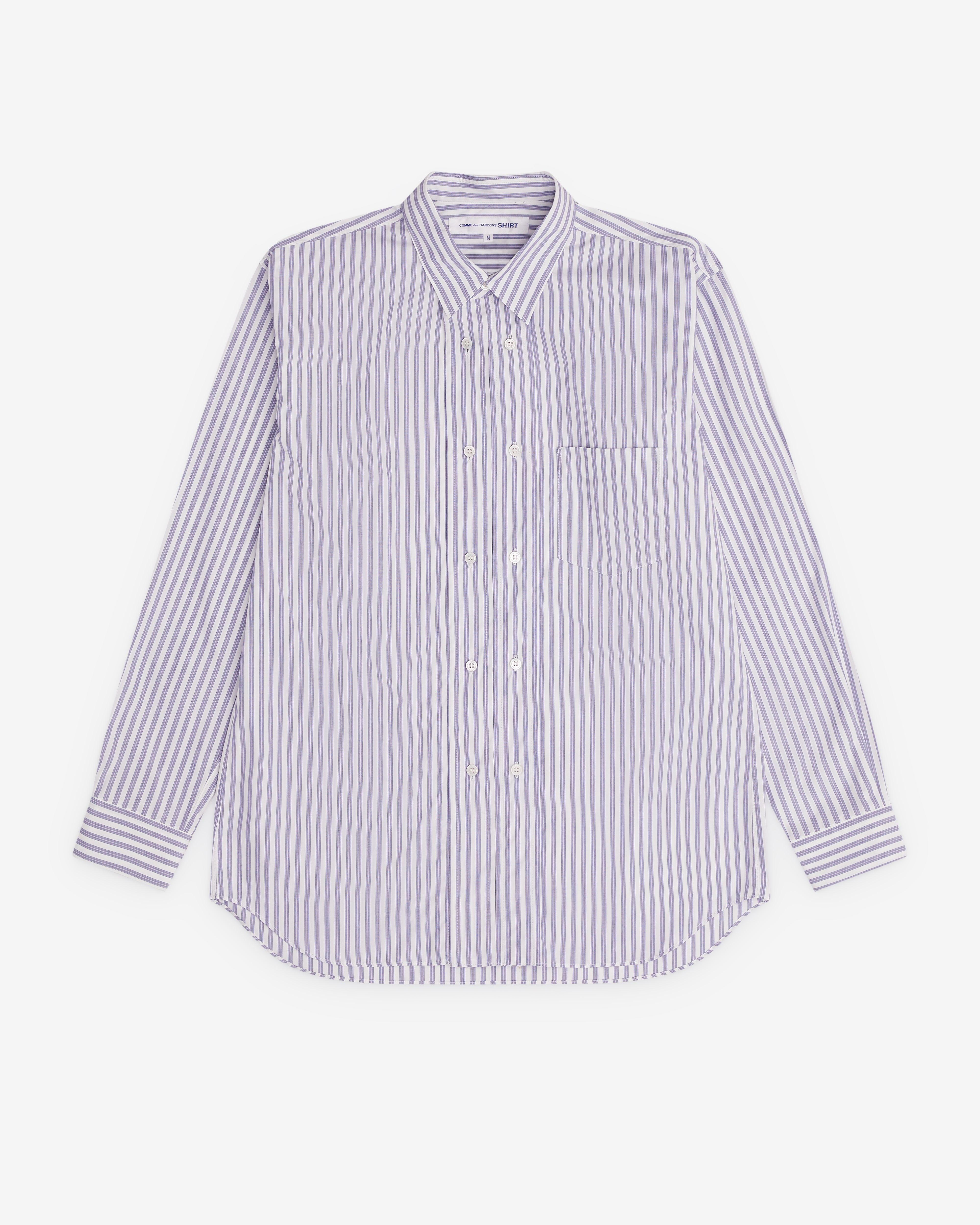 CDG Shirt: Men’s Double Breasted Striped Shirt (Blue) | DSML E-SHOP