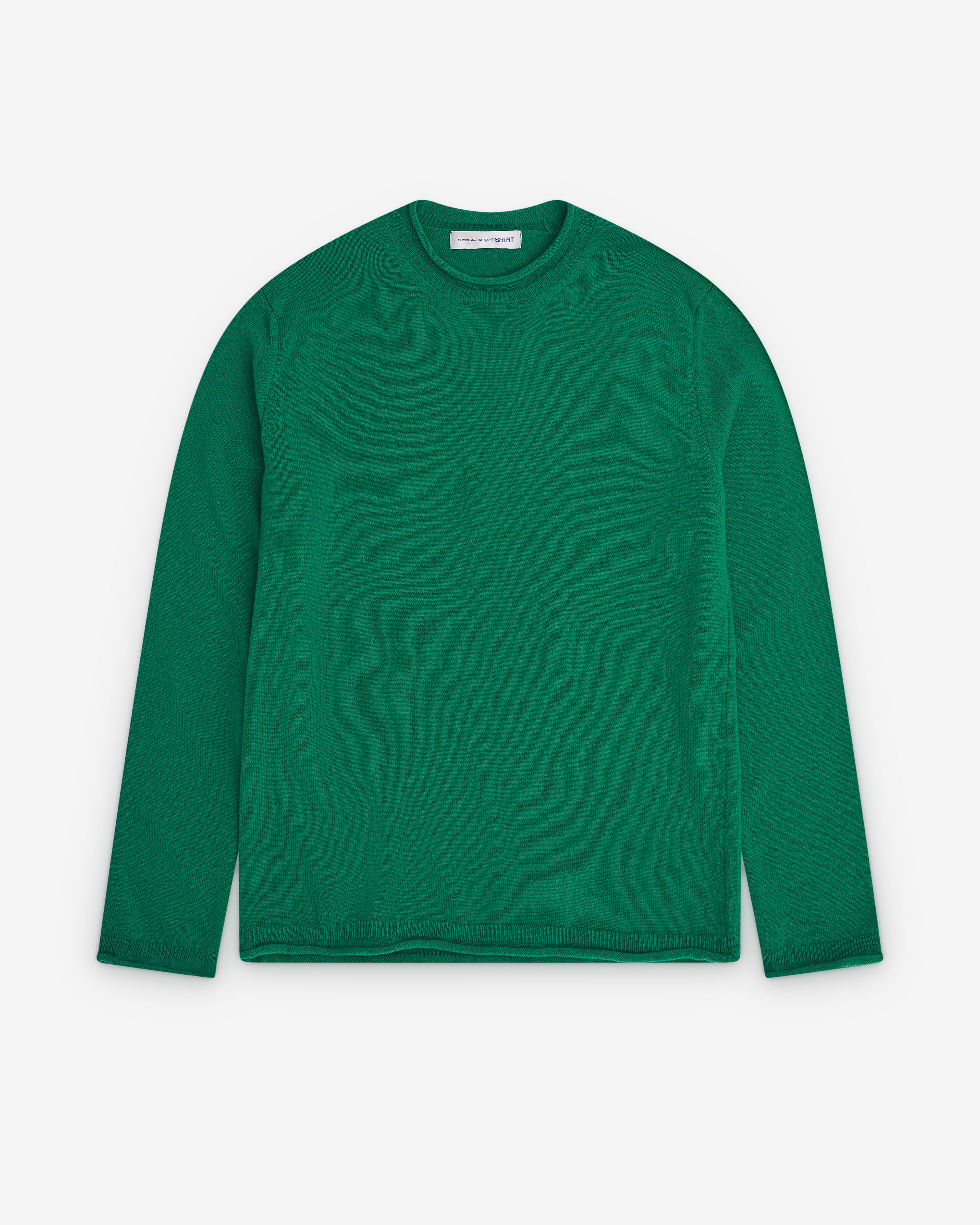 CDG Shirt: Men’s Rolled Hem Sweater (Green) | Dover Street Market London