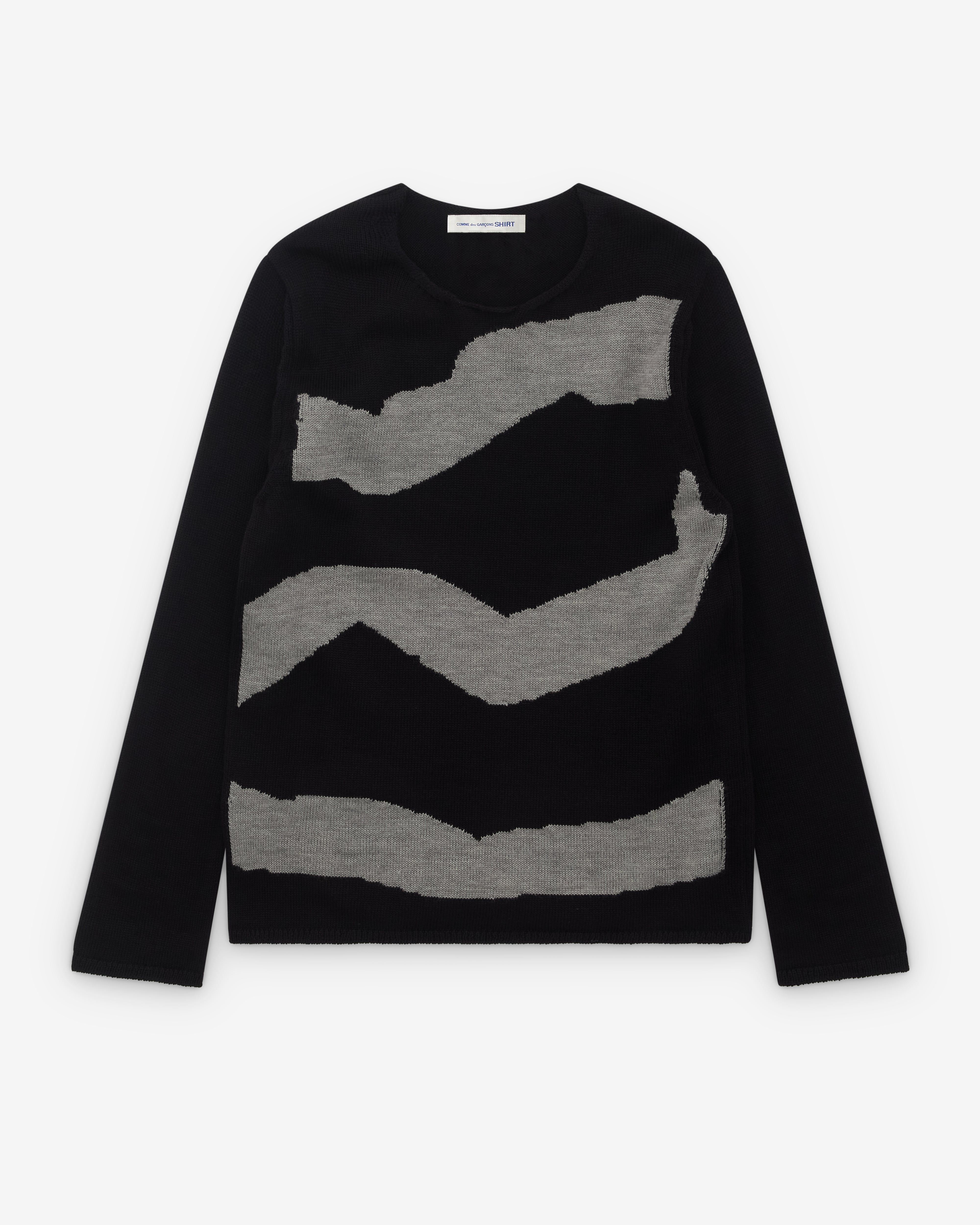 CDG Shirt: Men's Intarsia Pattern Knit (Black) | Dover Street Market London