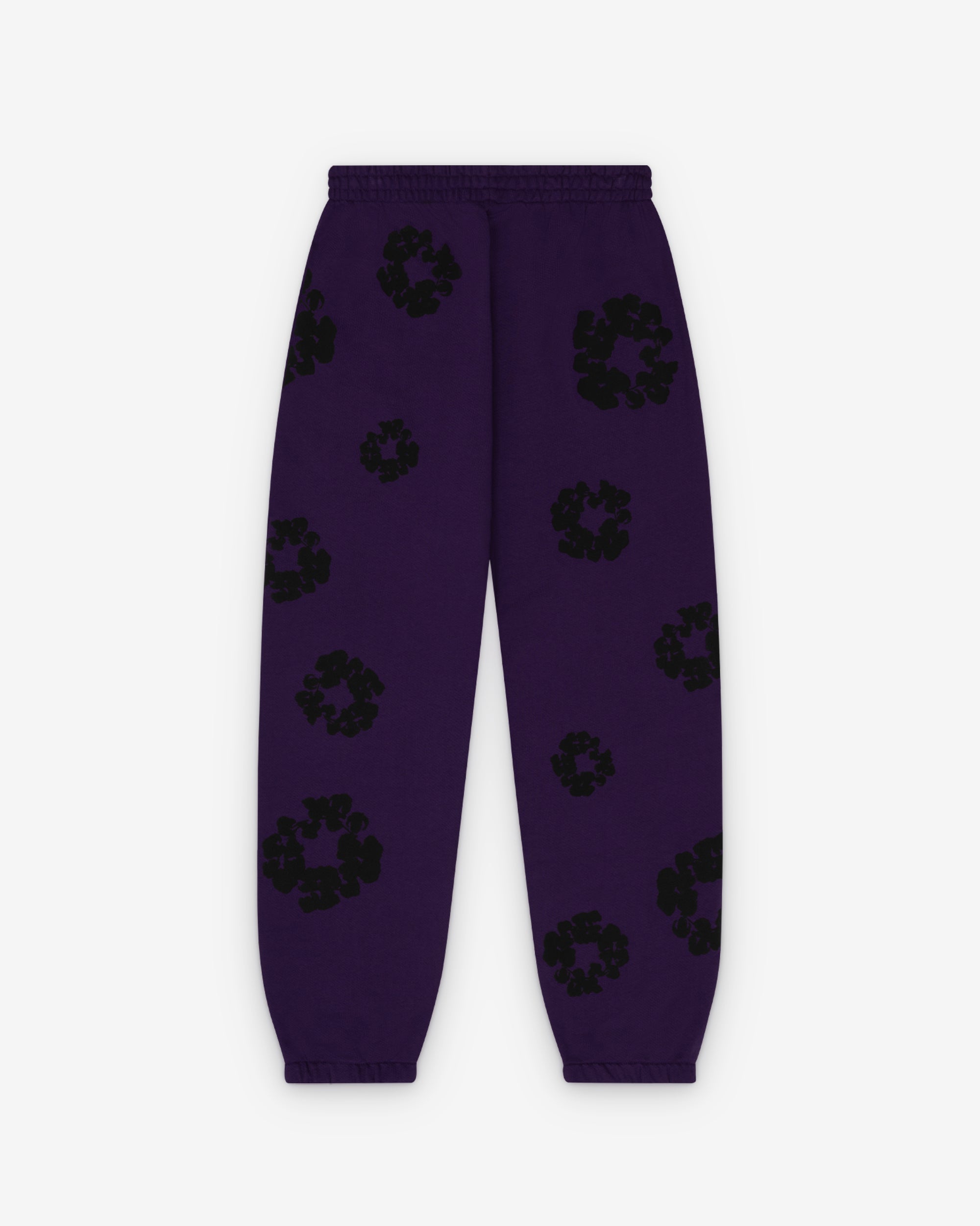 Denim Tears: Men's Black Cotton Wreath Sweatpants (Purple) | DSML E-SHOP