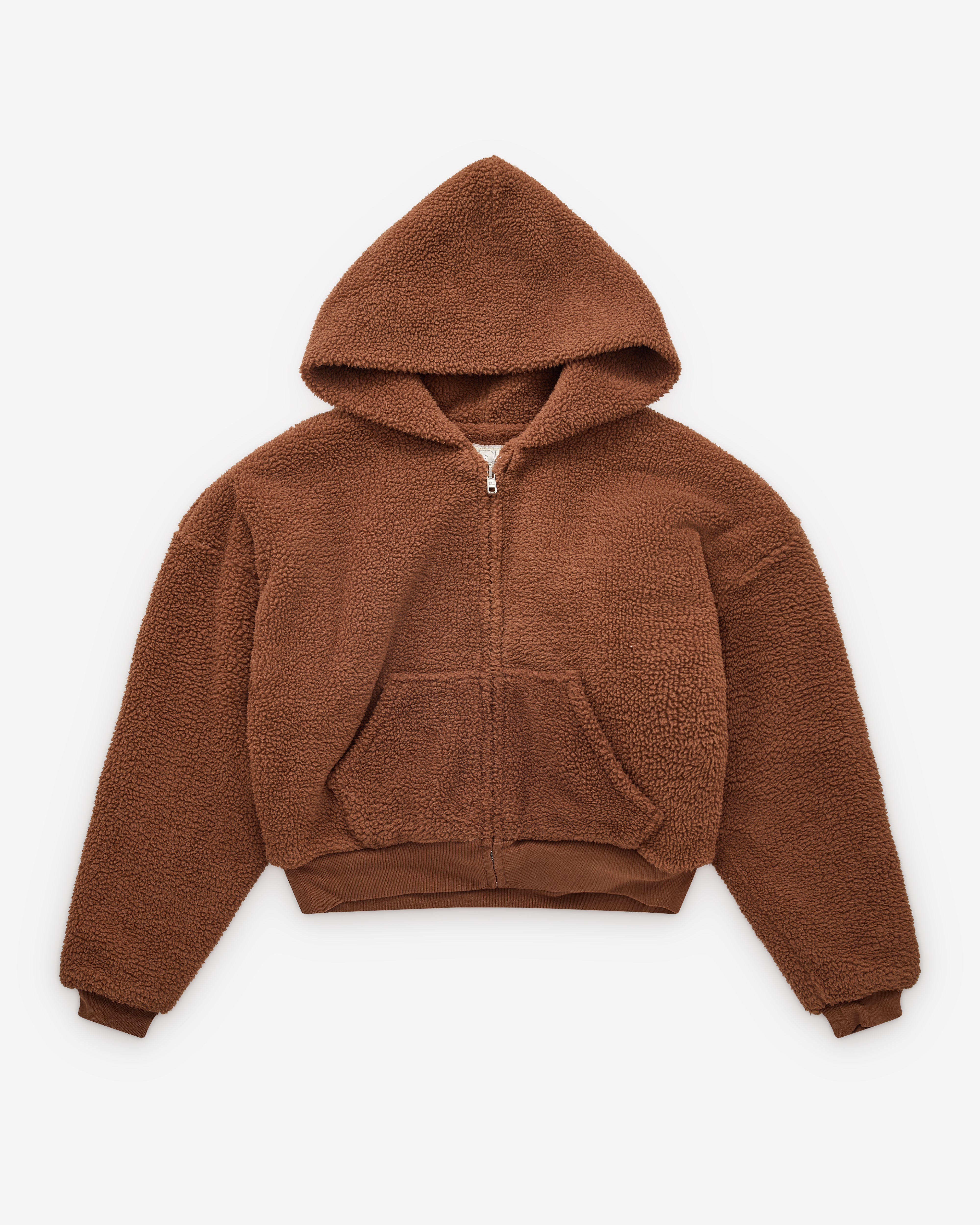 Erl: Terry Fleece Zipped Hoodie (Brown) | DSML E-SHOP