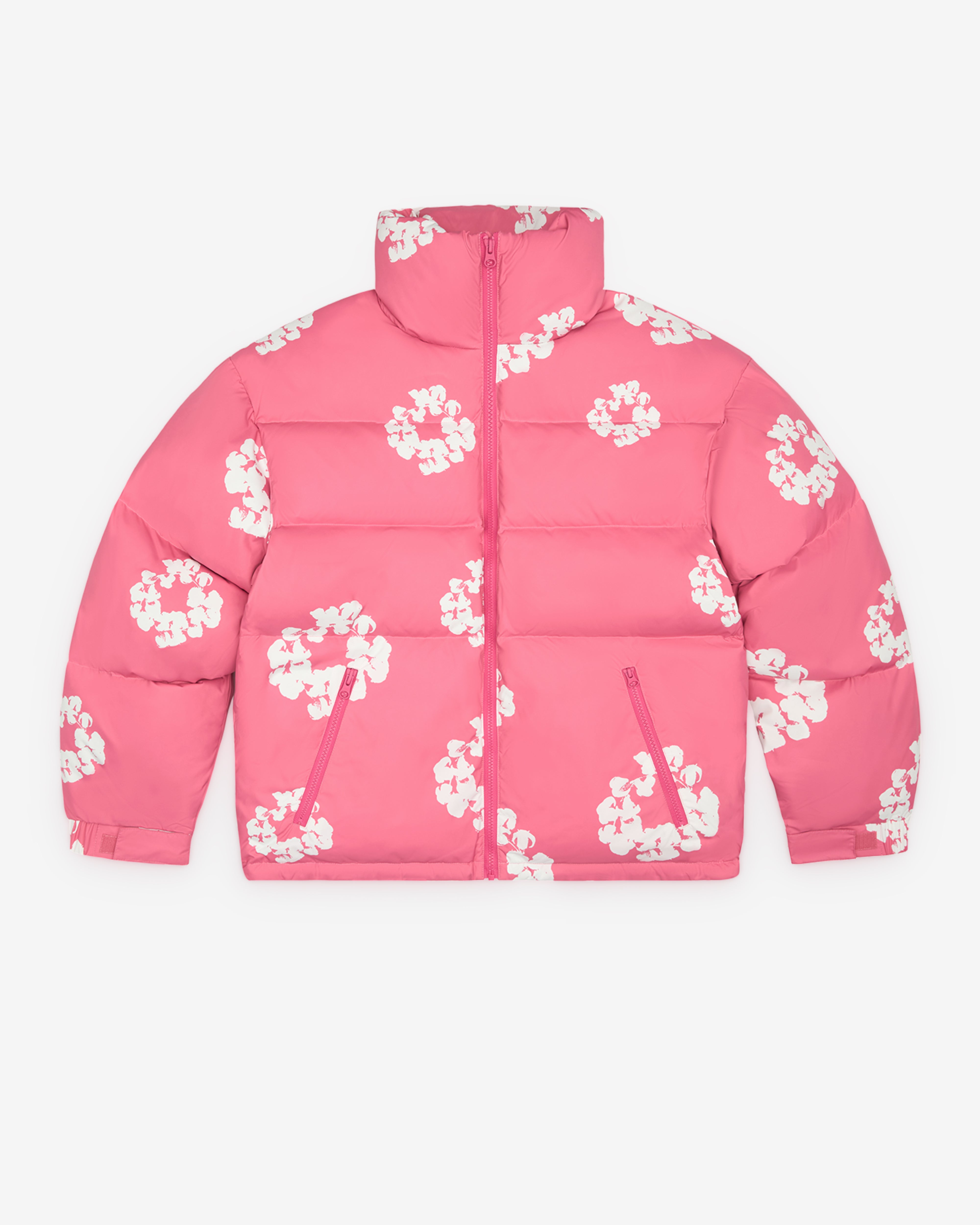 Denim Tears: Men's Cotton Wreath Puffer Jacket (Pink) | DSML E-SHOP