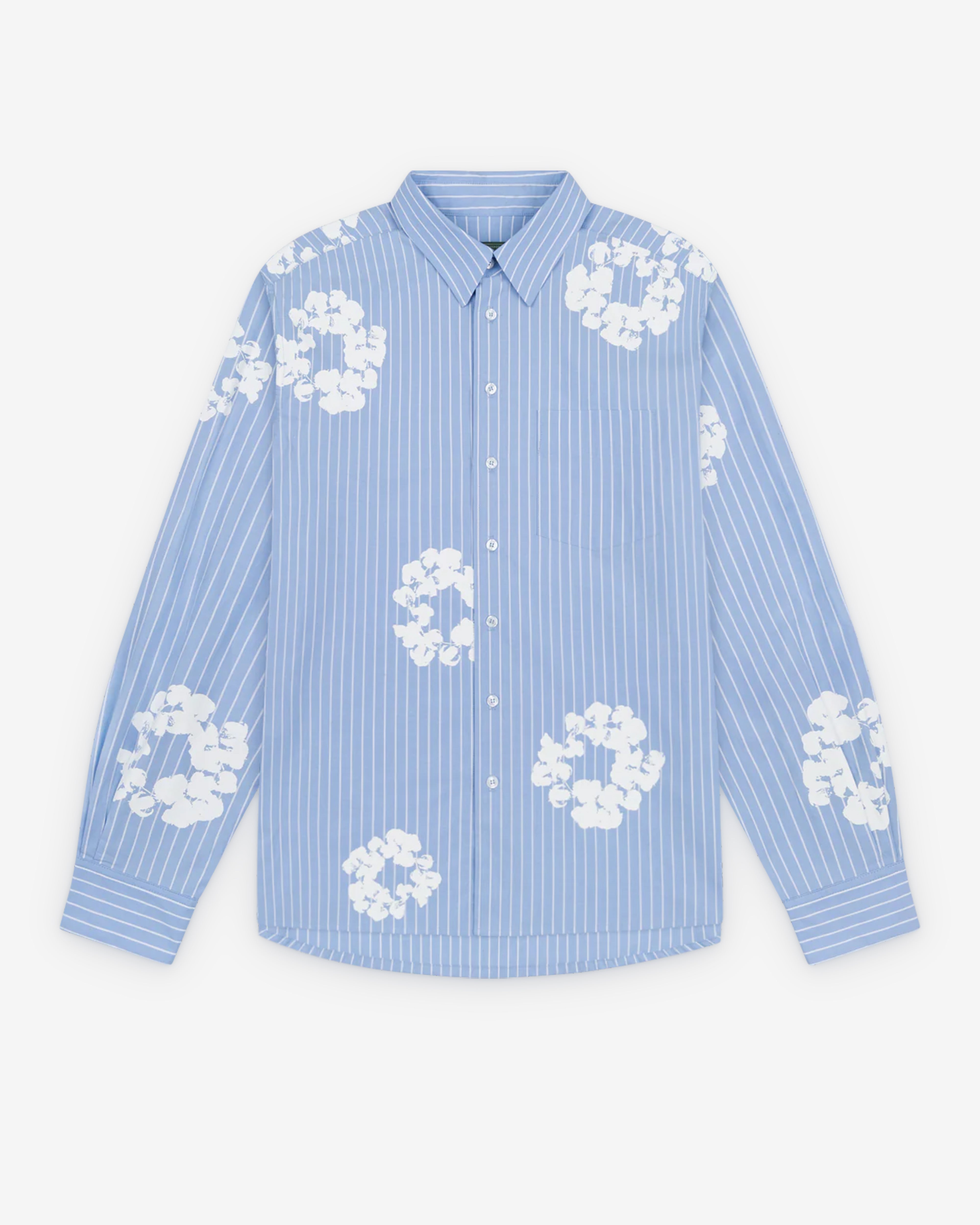 Denim Tears: Men's Cotton Wreath Oxford Shirt (Blue Stripe) | DSML E-SHOP