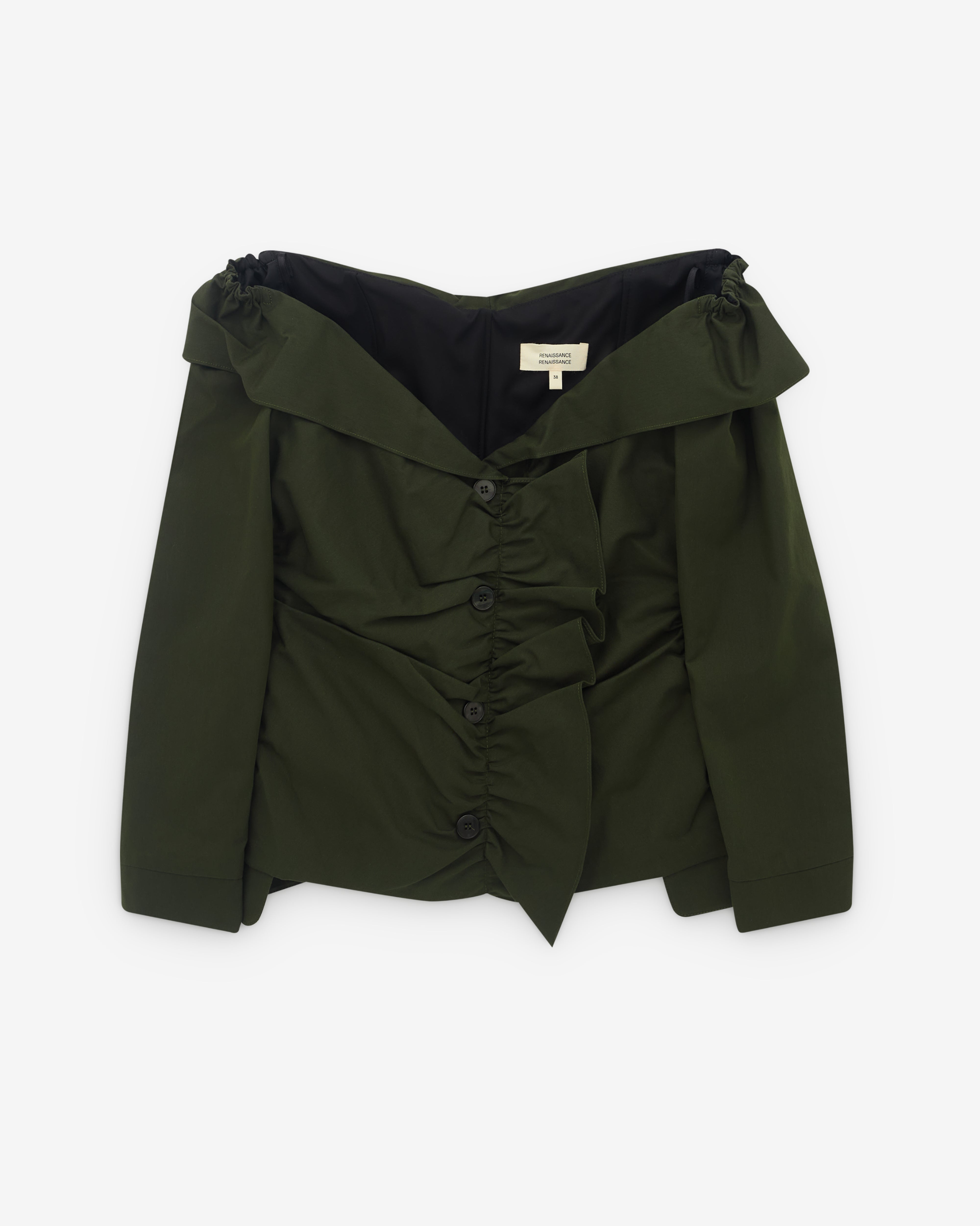 Renaissance Renaissance: Women’s Off Shoulder Jacket (Green) | DSML E-SHOP