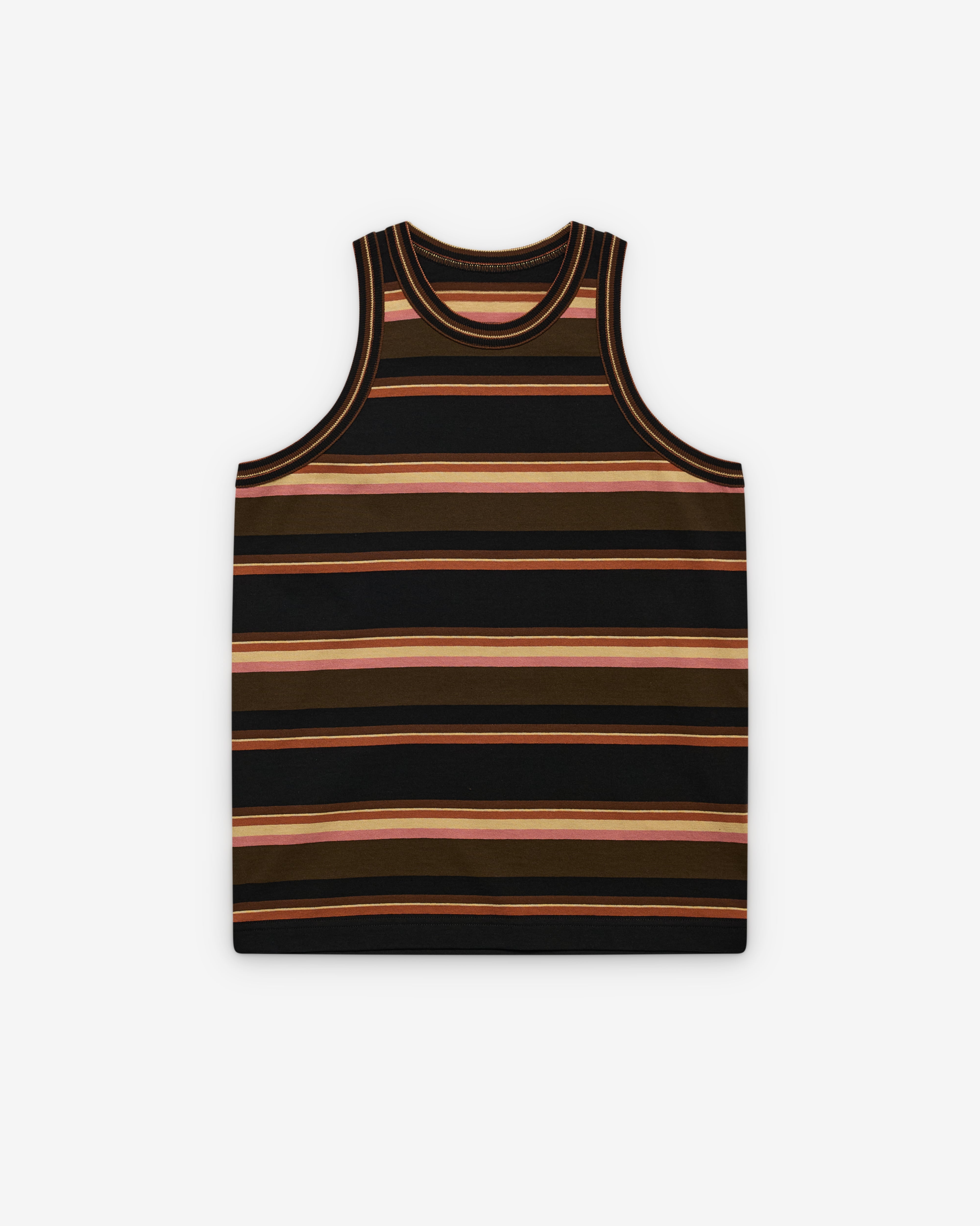 sacai: Women's Horizontal Stripe Tank Top (Brown) | DSML E-SHOP