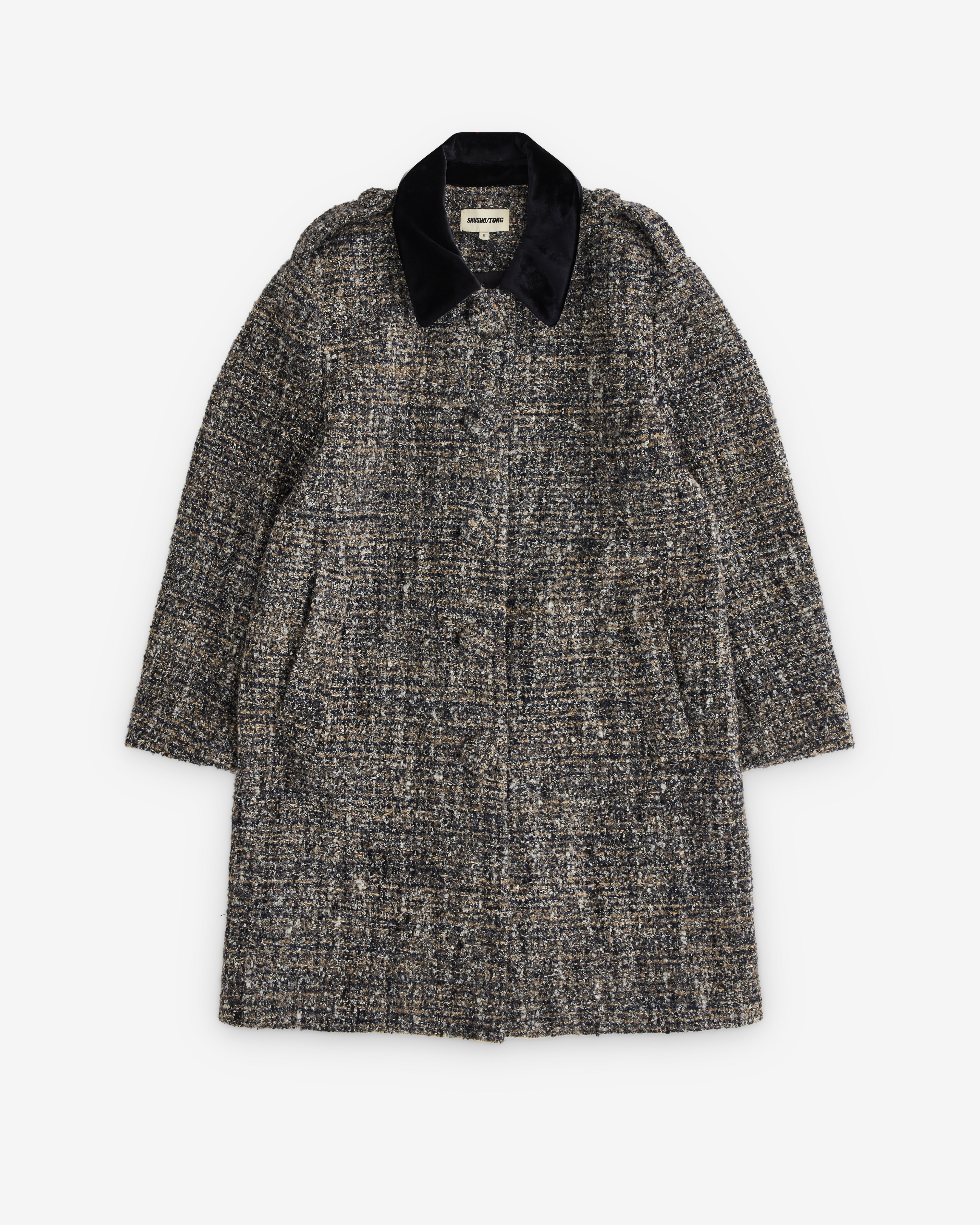 SHUSHU/TONG: Women’s Patchwork Collar Trench Coat (Grey) | DSML E-SHOP