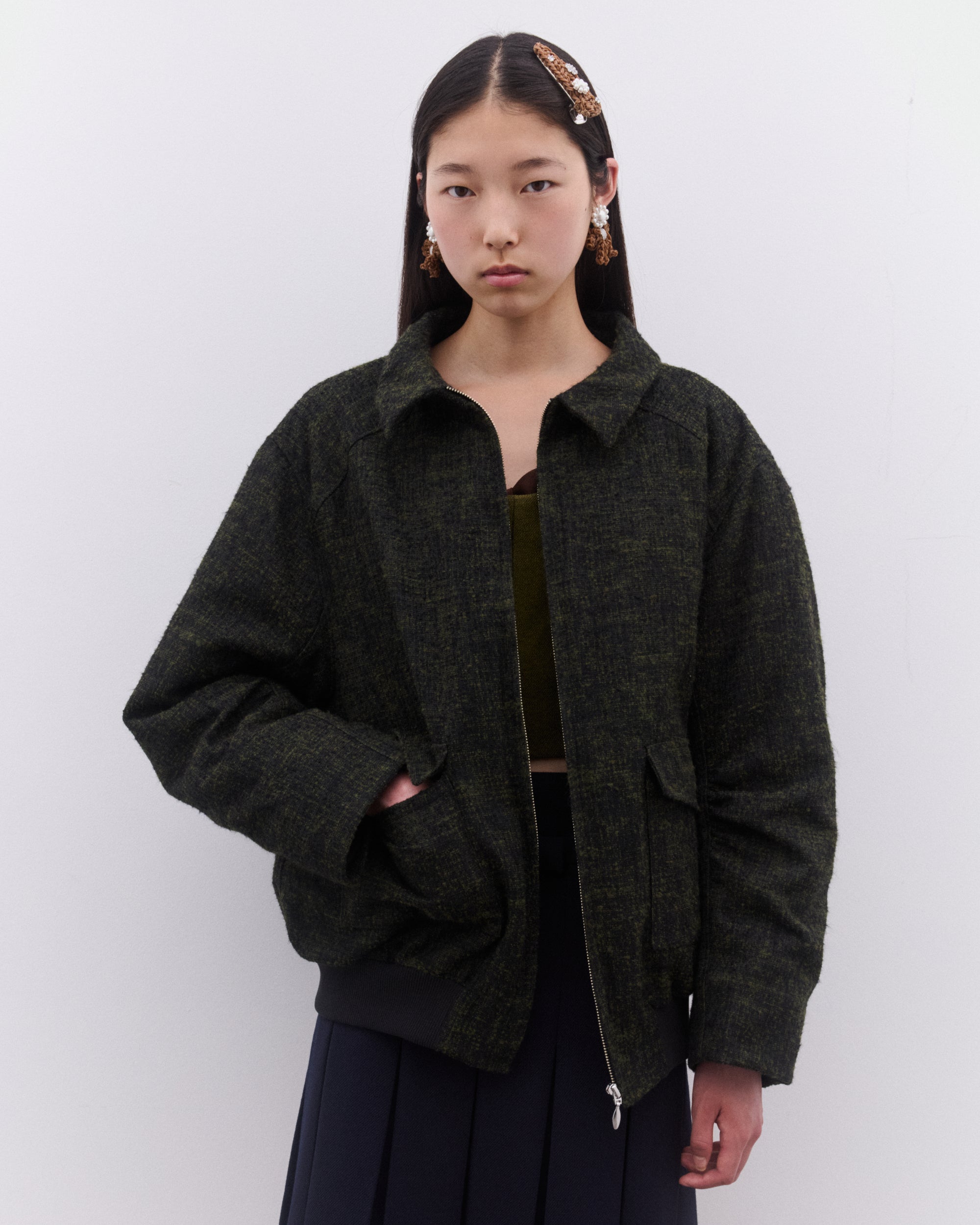 SHUSHU/TONG: Women’s Long Sleeve Lapel Jacket (Hunter Green) | DSML E-SHOP