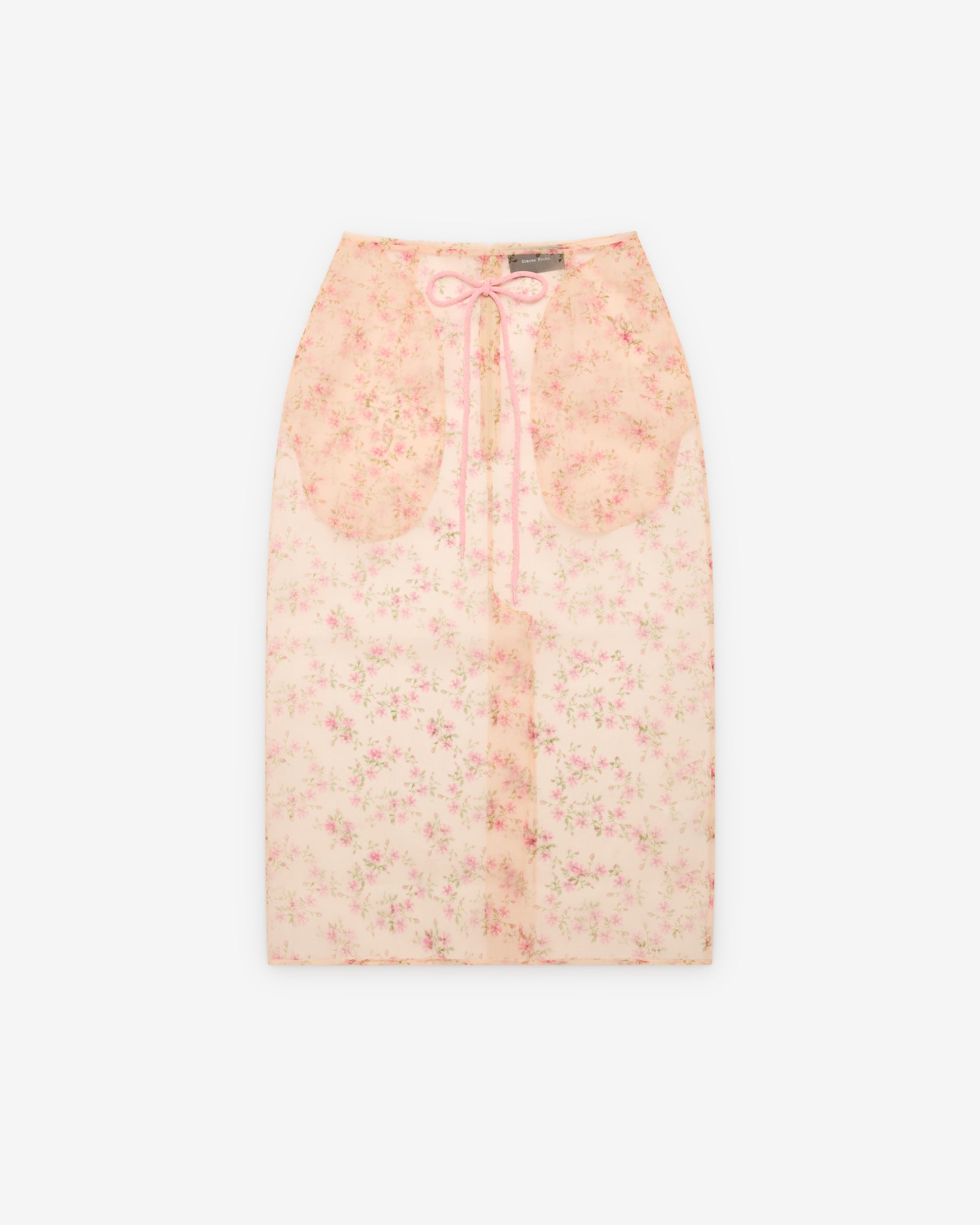 Simone Rocha: Women's Sheer Frayed Column Pencil Skirt (Nude) | DSML E-SHOP