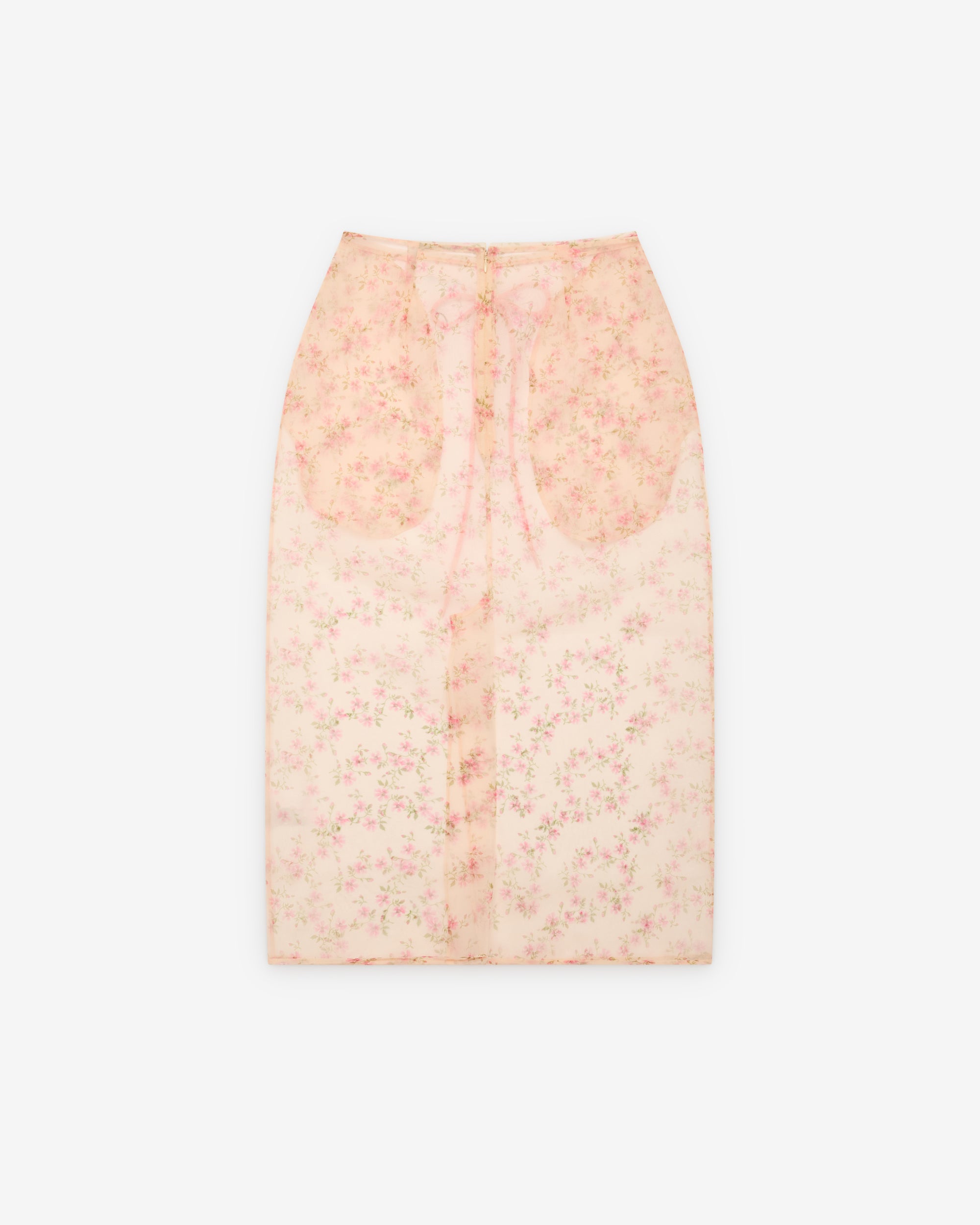 Simone Rocha: Women's Sheer Frayed Column Pencil Skirt (Nude) | DSML E-SHOP