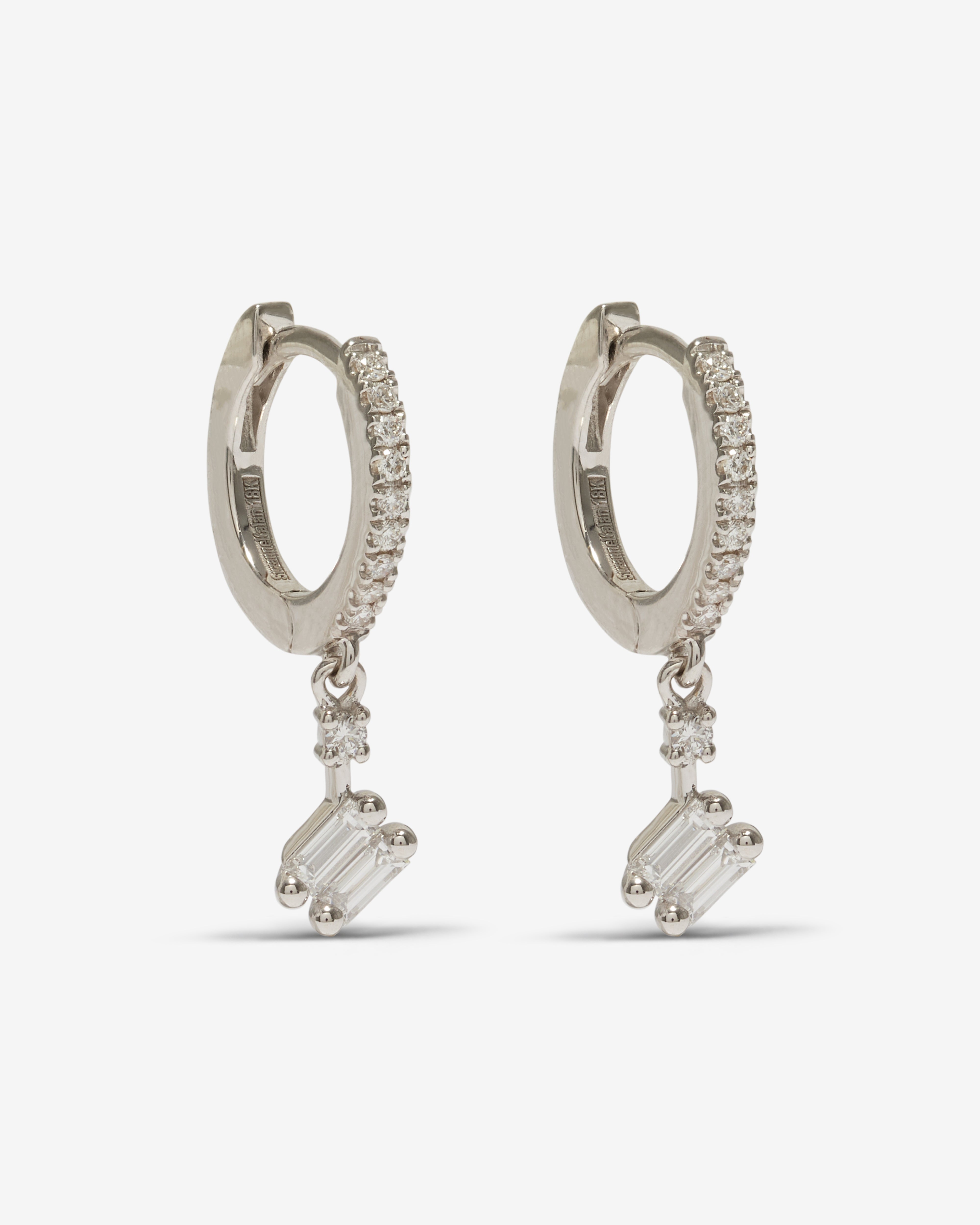 Suzanne Kalan: Diamond Dangle Drop Huggies (White Gold) | Dover Street ...