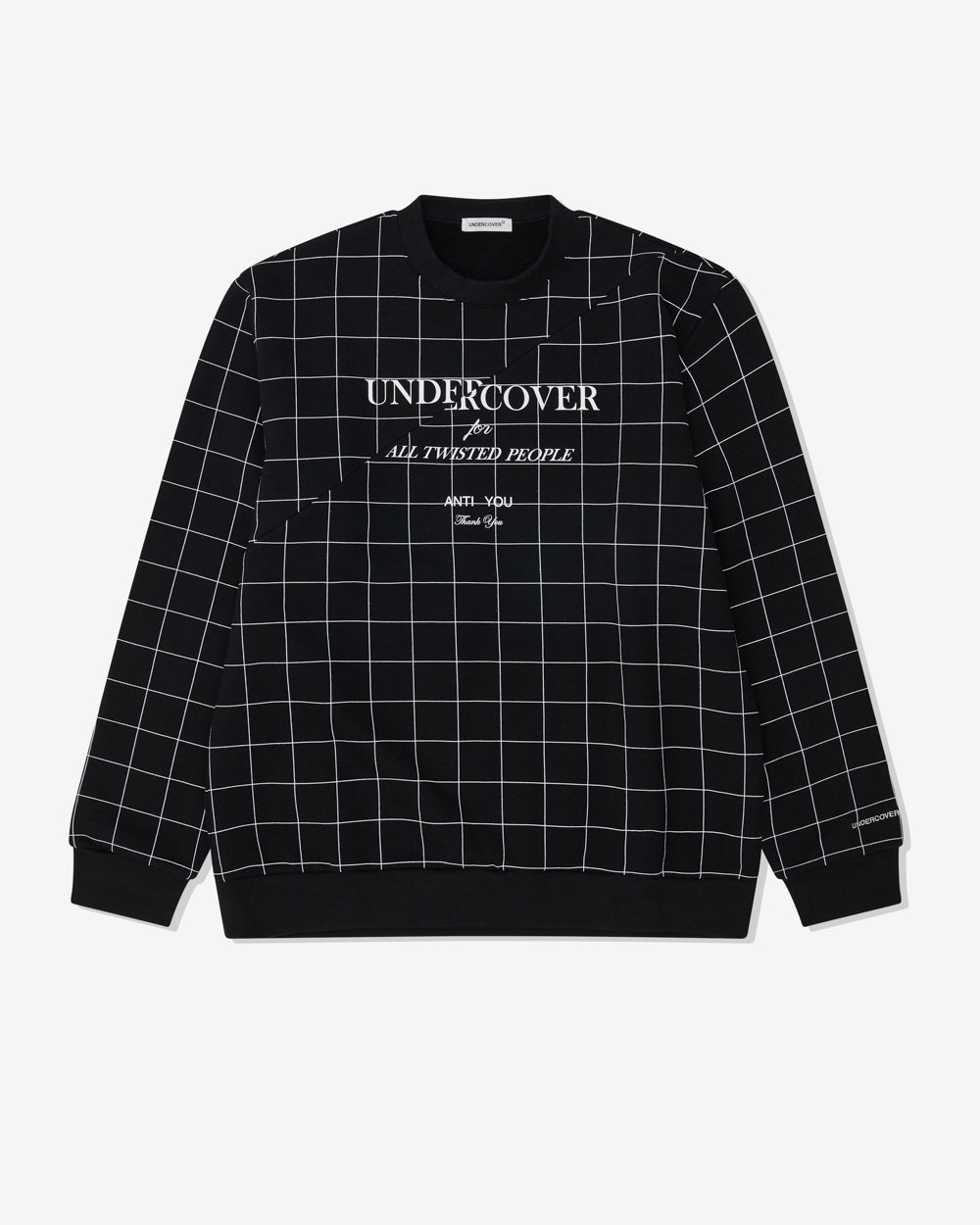 Undercover: Men's Check Crew Neck Sweatshirt (Black) | DSML E-SHOP